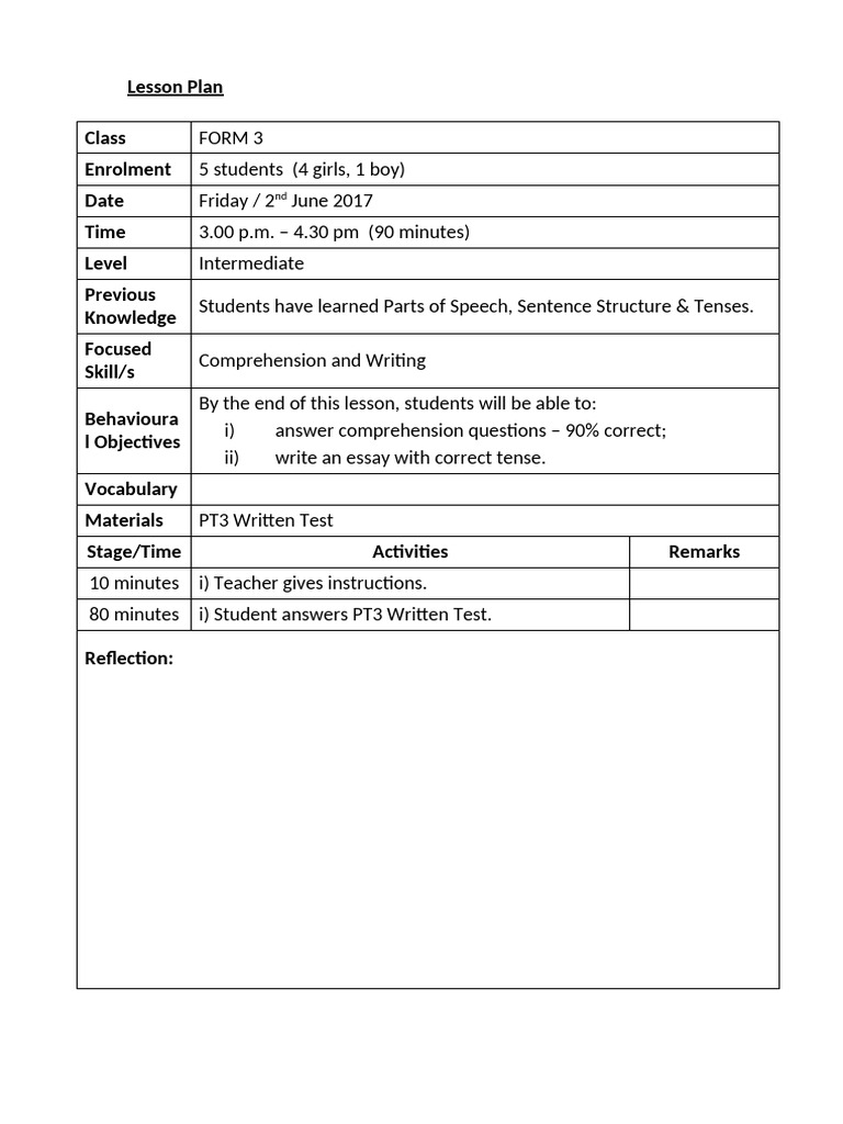 Lesson Plan Week 1 - June | PDF