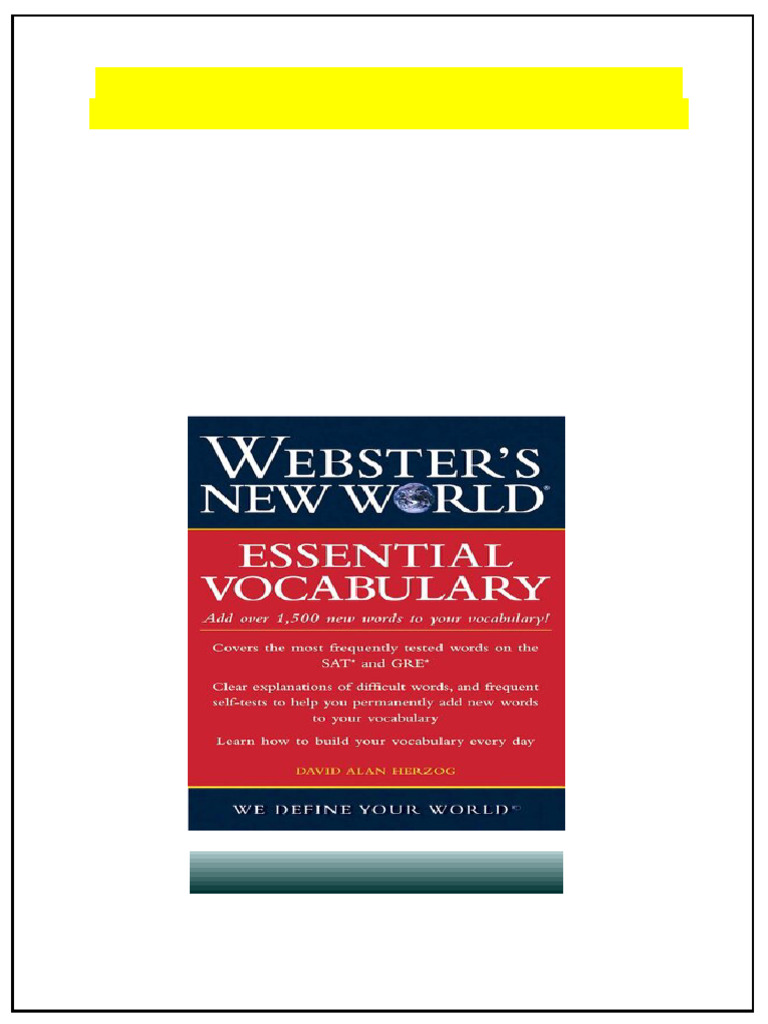 Webster s New World Essential Vocabulary First Edition David Alan ...