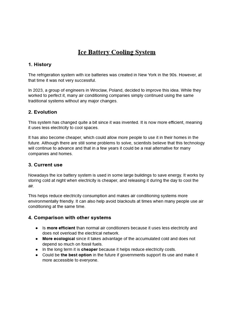 Ice Battery Cooling System Overview | PDF