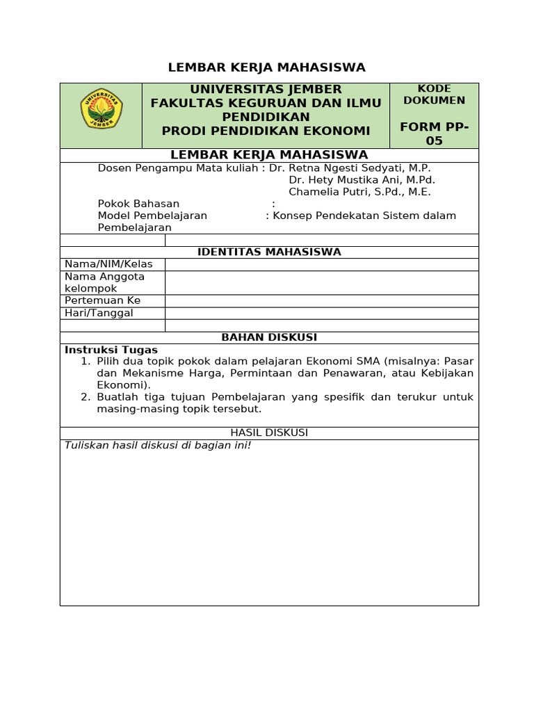 Template LKM - Form PP 05 | PDF