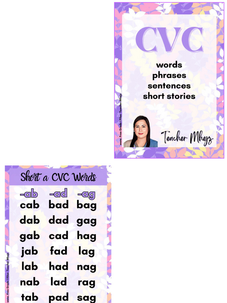 CVC Booklet - Free Grade 1 Files-Teacher Mhejz | PDF