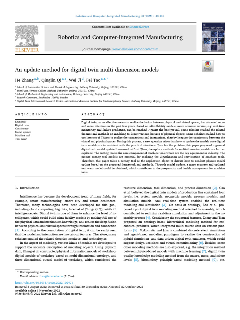 An Update Method For Digital Twin Multi-Dimension Models | PDF | Wear
