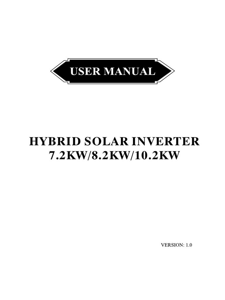 10.2KW Hybrid Solar Inverter Manual | PDF