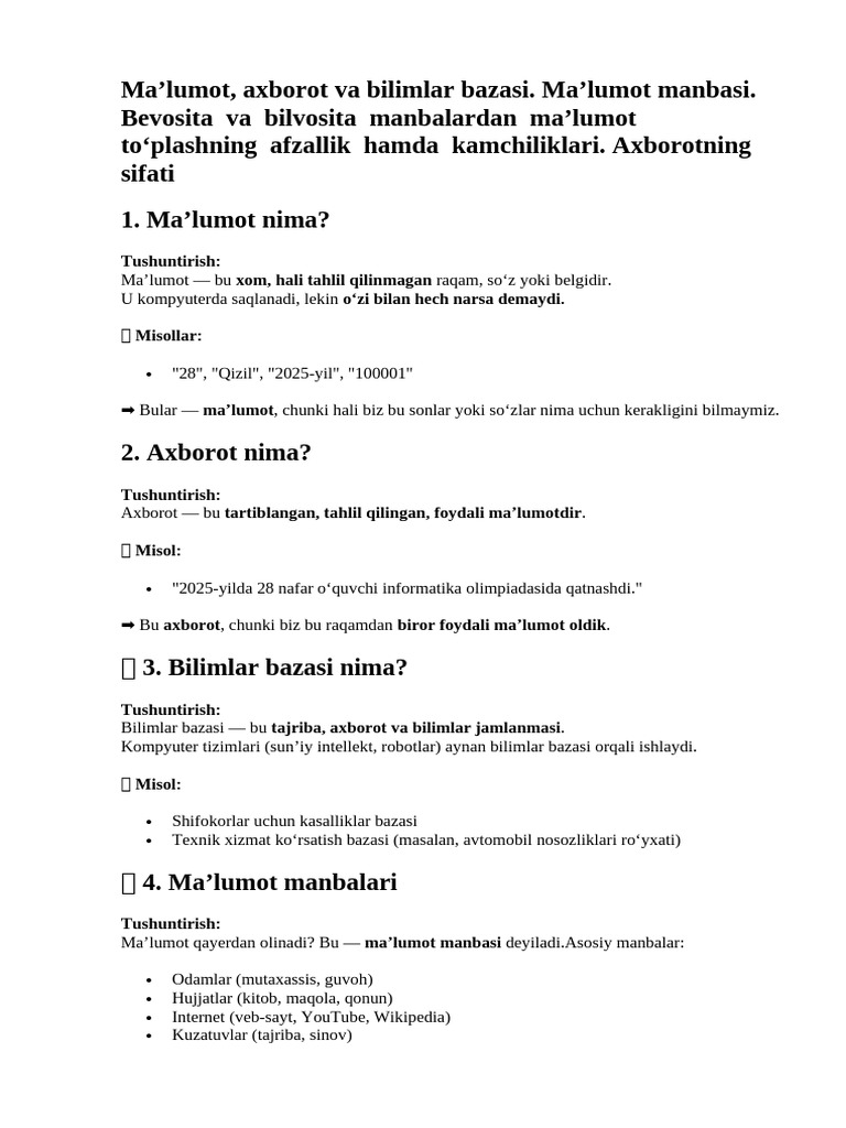 10 Sinf Birinchi Dars | PDF
