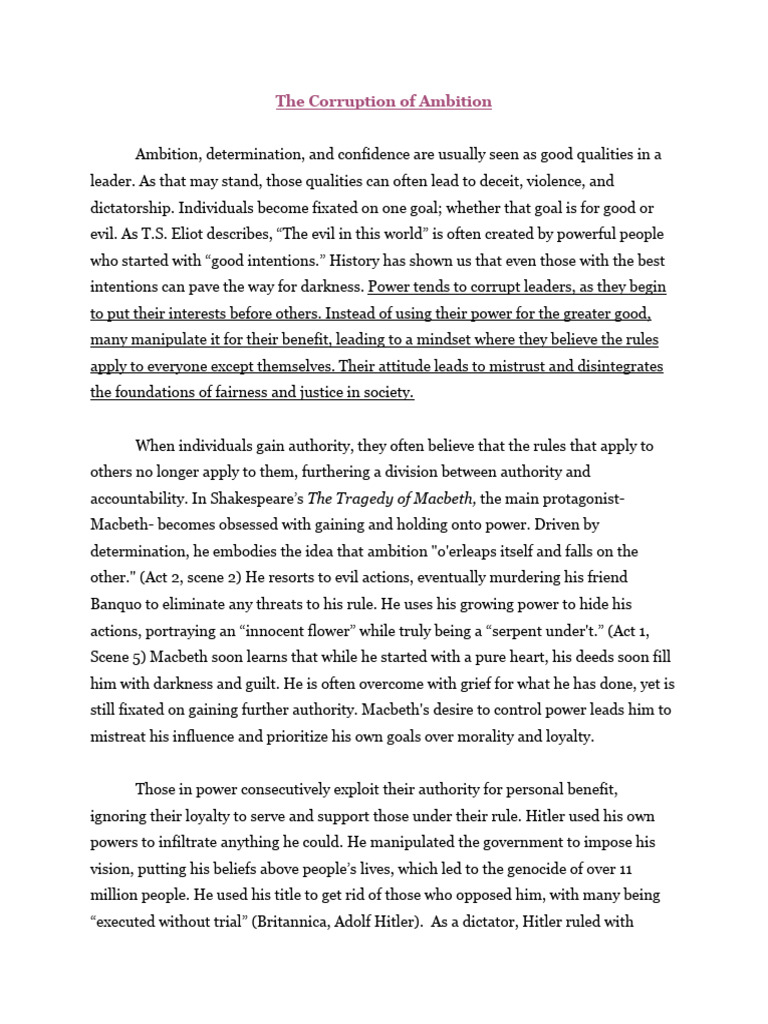 Ambition's Path to Corruption | PDF