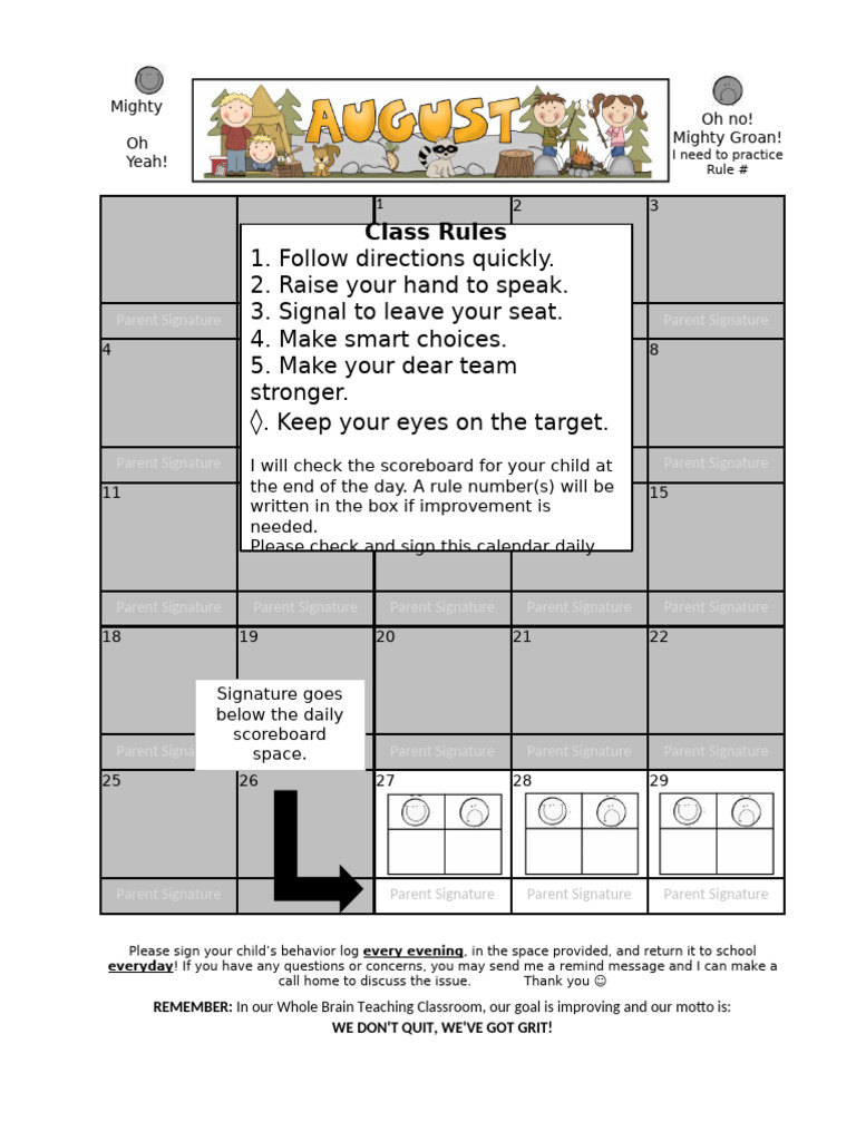 Daily Parent Behavior Log Signature | PDF