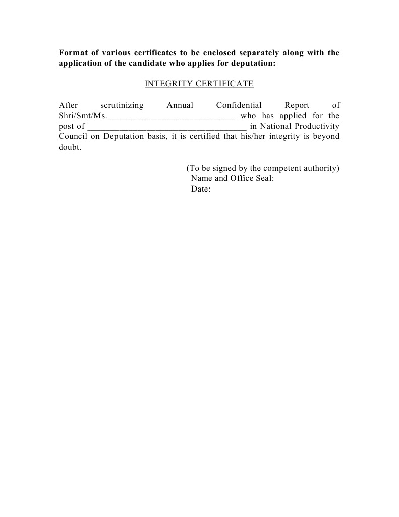 Integrity Certificate | PDF