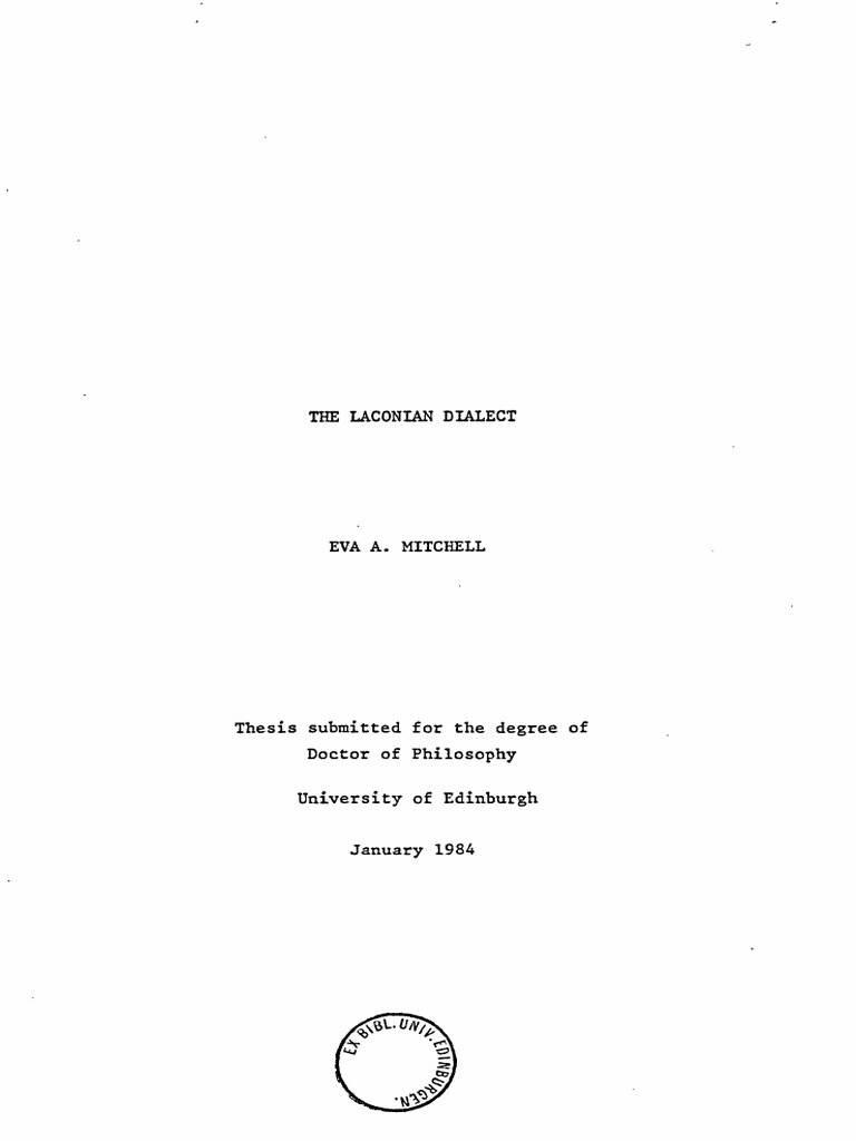 Laconian Dialect Analysis and Vocabulary | PDF | Pronoun | Grammatical ...