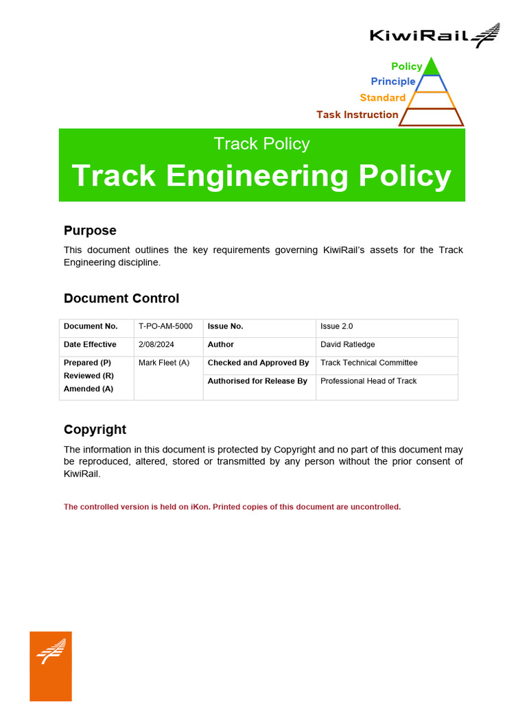 KiwiRail Track Engineering Policy | PDF | Rail Transport | Rail ...