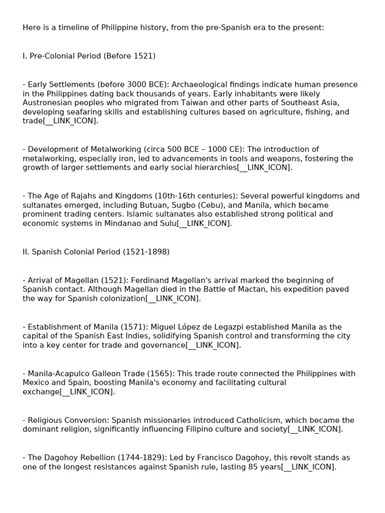 Timeline of Philippine History | PDF | Philippines | Spanish East Indies