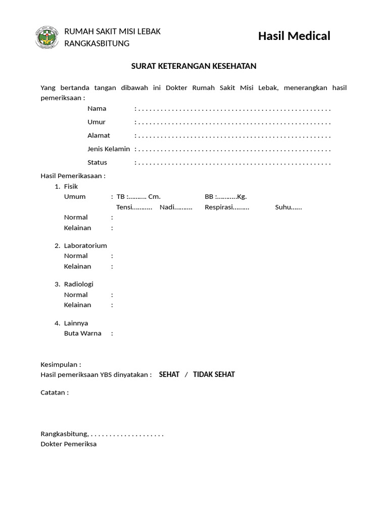 Form Hasil MCU | PDF