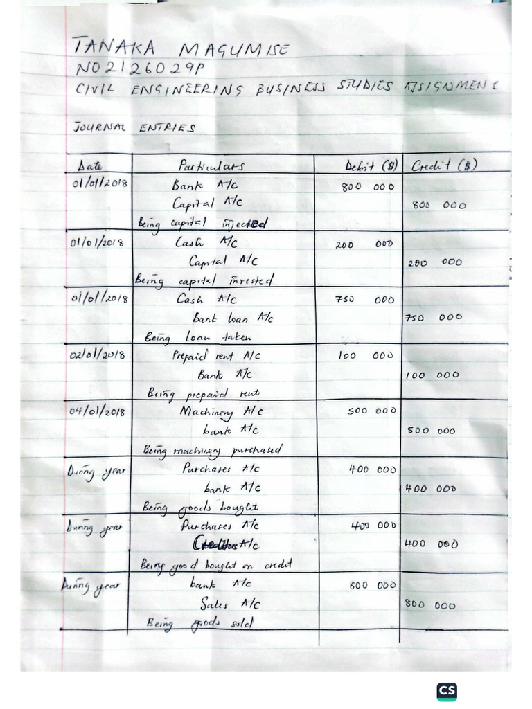 Tanaka Magumise N02126029P Civil Engineering Business Assignment | PDF