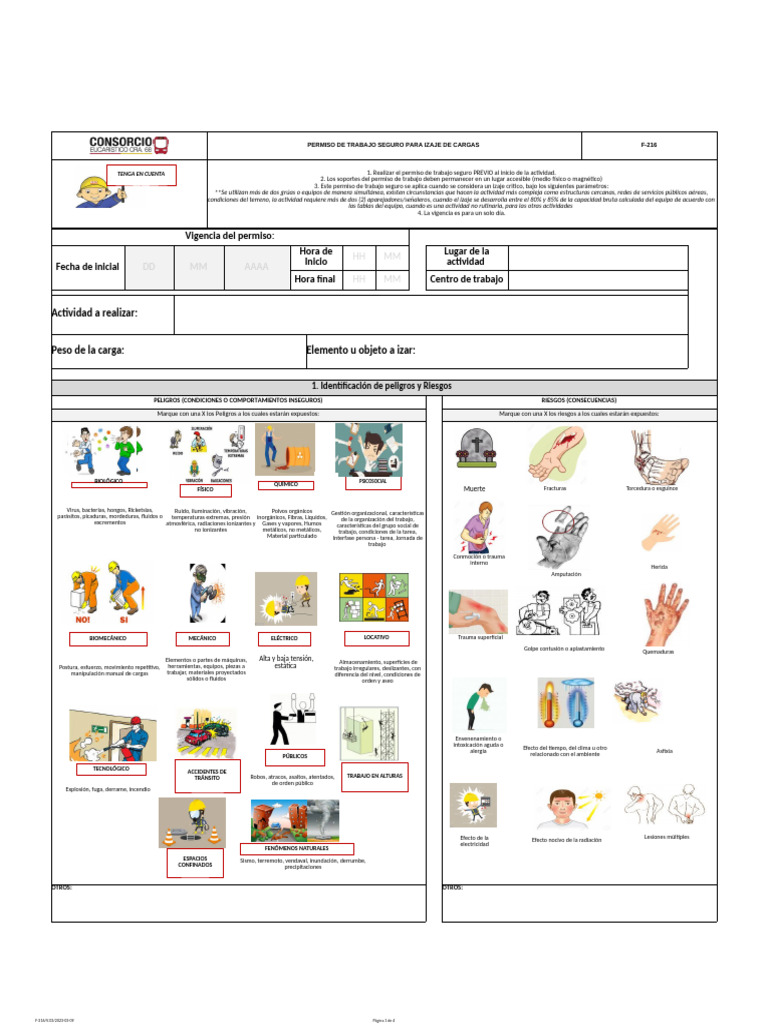 F216 COE Permiso de Trabajo Seguro para Izaje de Cargas COE 003 | PDF | Radiación
