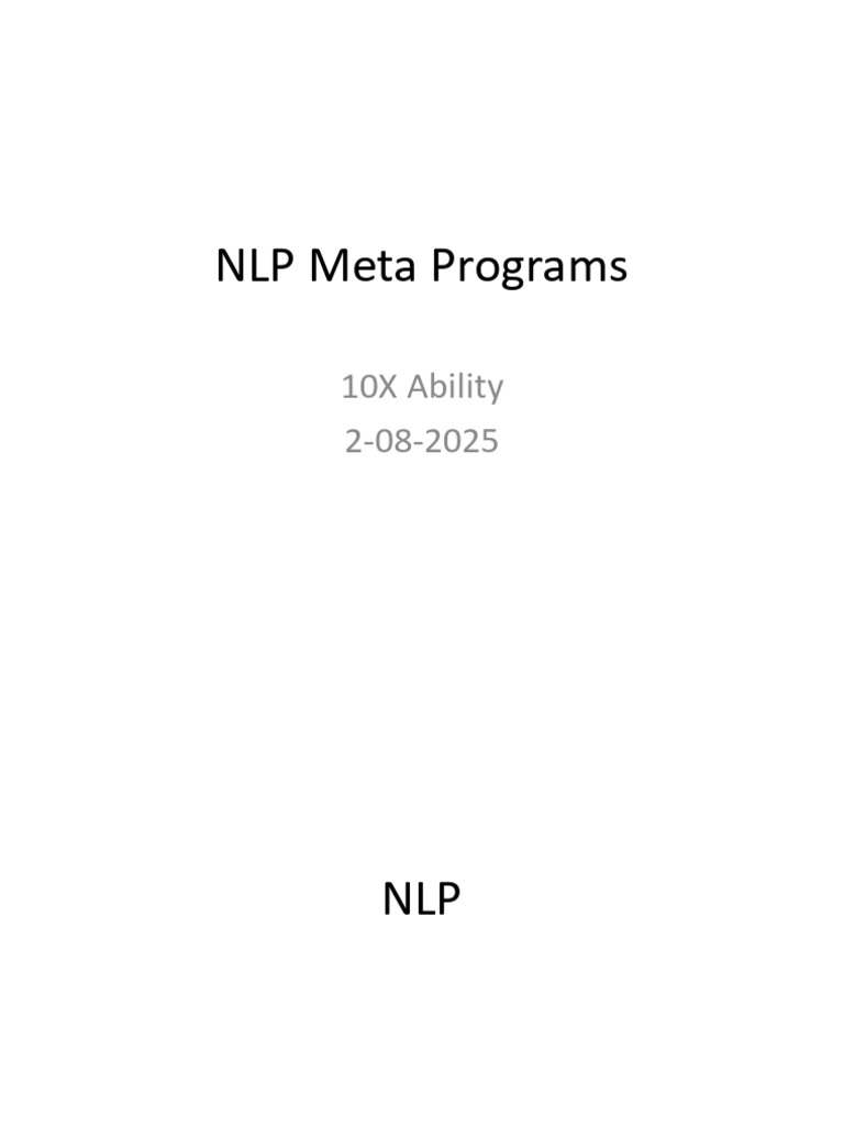Understanding NLP Meta Programs | PDF | Mental Processes | Cognition