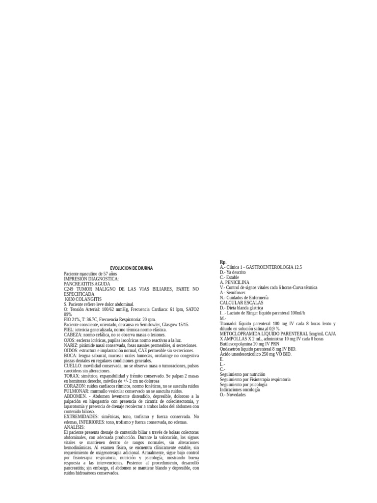 Evolucion de Diurna | PDF | Enfermedades y trastornos | Medicina CLINICA