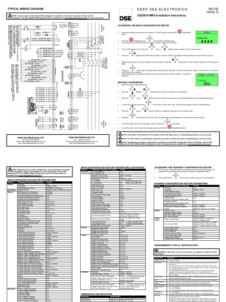 DSE8610 MKII Installation Instructions | PDF | Transformer | Mains Electricity