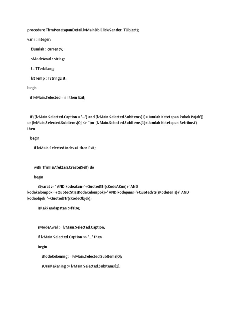 Procedure TfrmPenetapanDetai1 | PDF | Computer Programming | Areas Of Computer Science