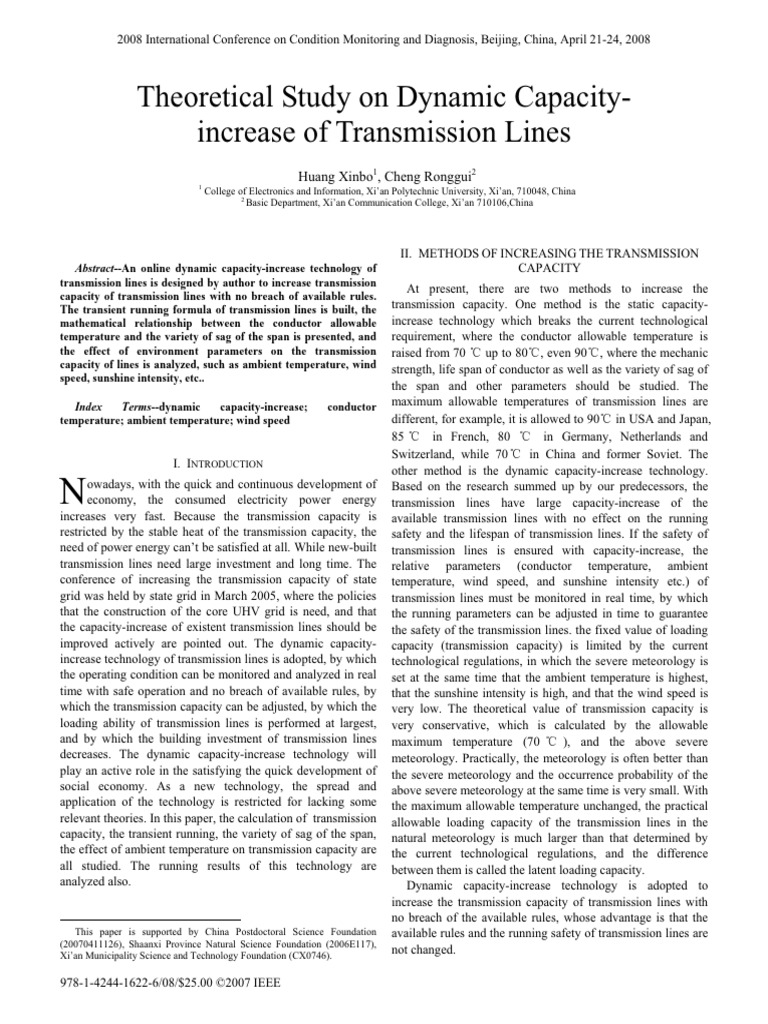 Dynamic Capacity Increase for Transmission Lines | PDF | Electric Power ...