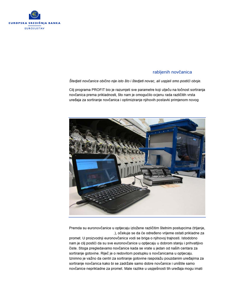 ECB Poboljšanje Postupka Sortiranja Rabljenih Novčanica | PDF