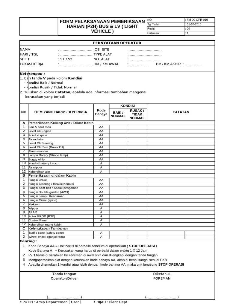 Form P2H LV & Bus | PDF