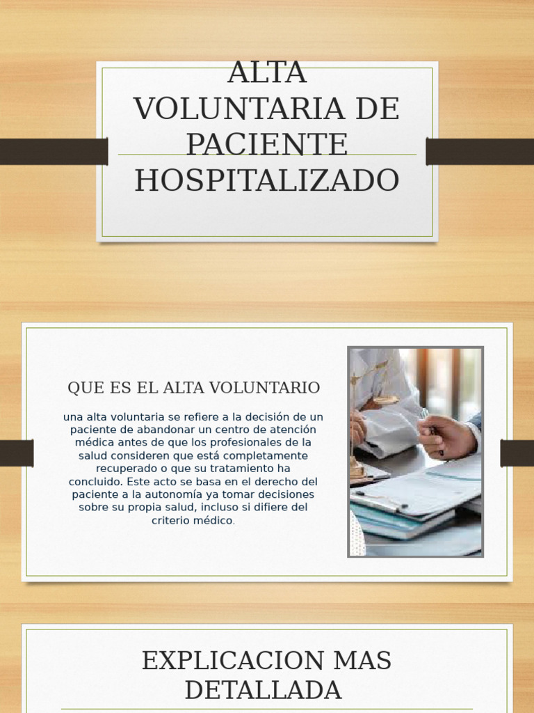 Alta Voluntaria de Paciente Hospitalizado | PDF
