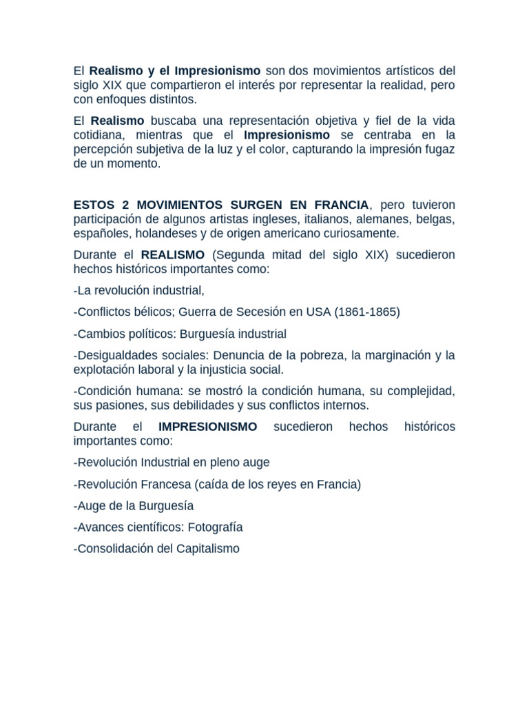 Realismo e Impresionismo: Arte del XIX | PDF | Impresionismo | Realismo ...
