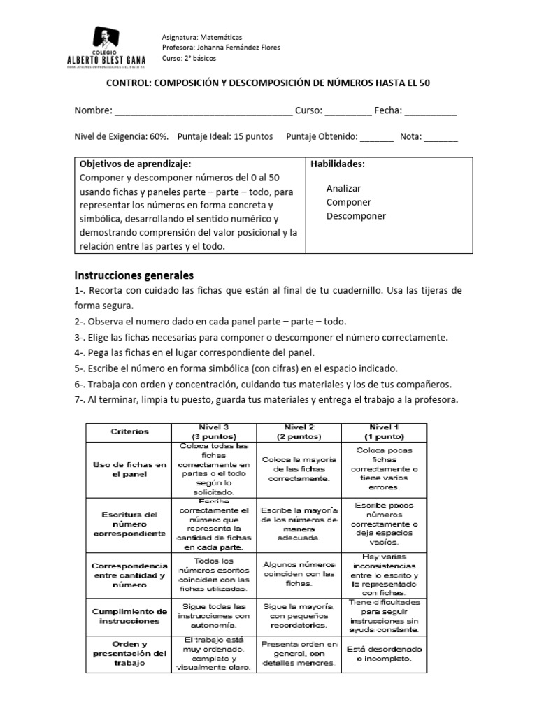 Control Componer y Descomponer Números | PDF