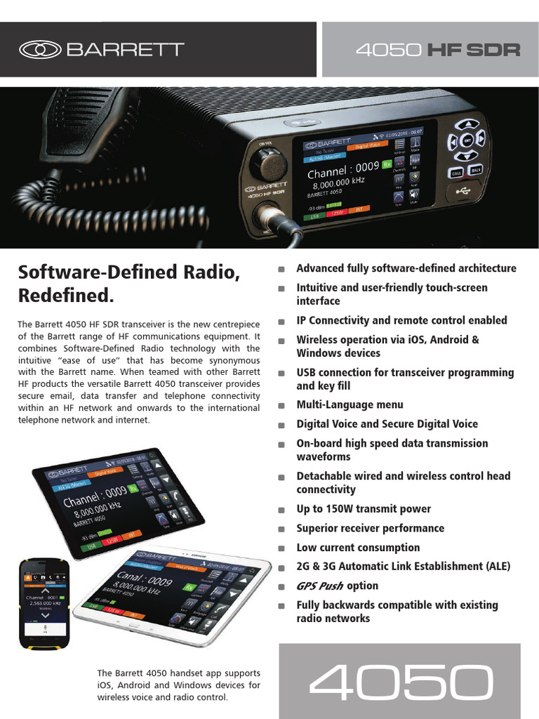 Barrett 4050 HF SDR Transceiver Overview | PDF | Software Defined Radio ...