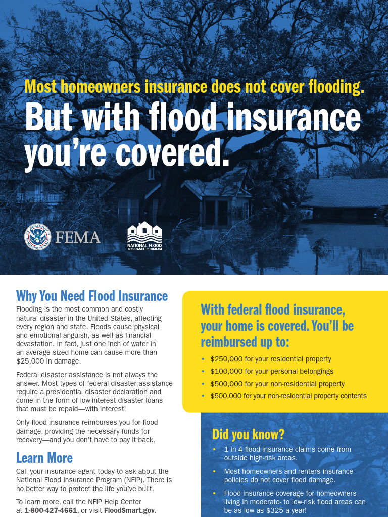 FEMA Your Homeowners Insurance Does Not Cover Flood Risk | PDF