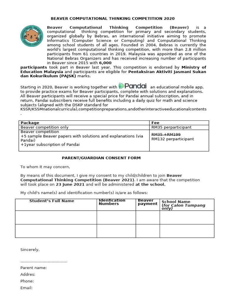 Beaver Computational Thinking Competition 2020 | PDF