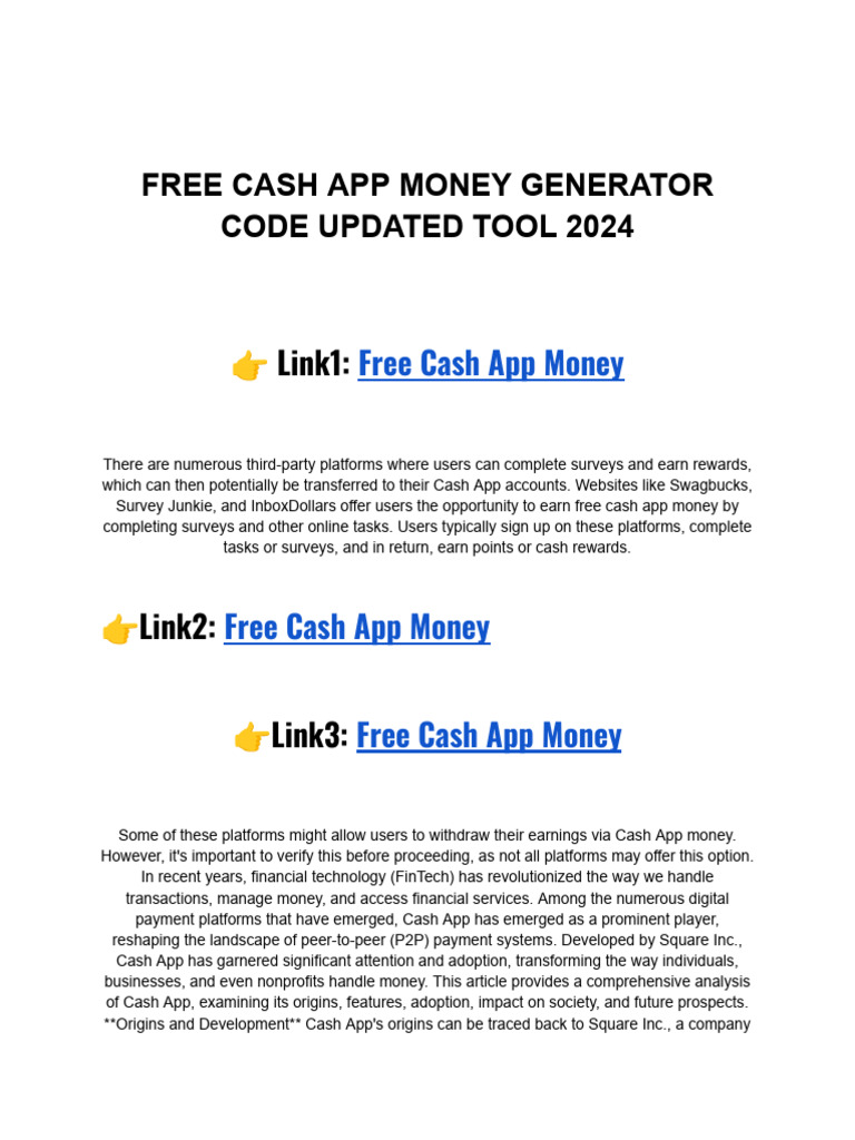 Free Cash App Money Generator 2024 | PDF | Financial Technology ...