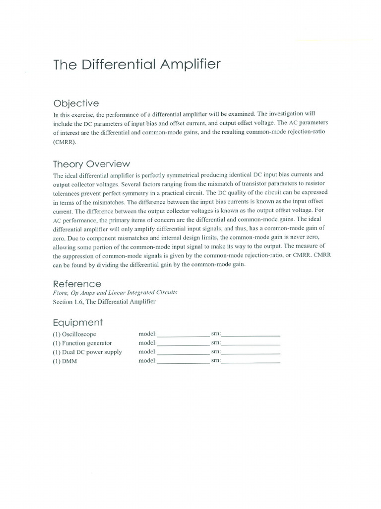 Differential Amplifier Lab 2 | PDF