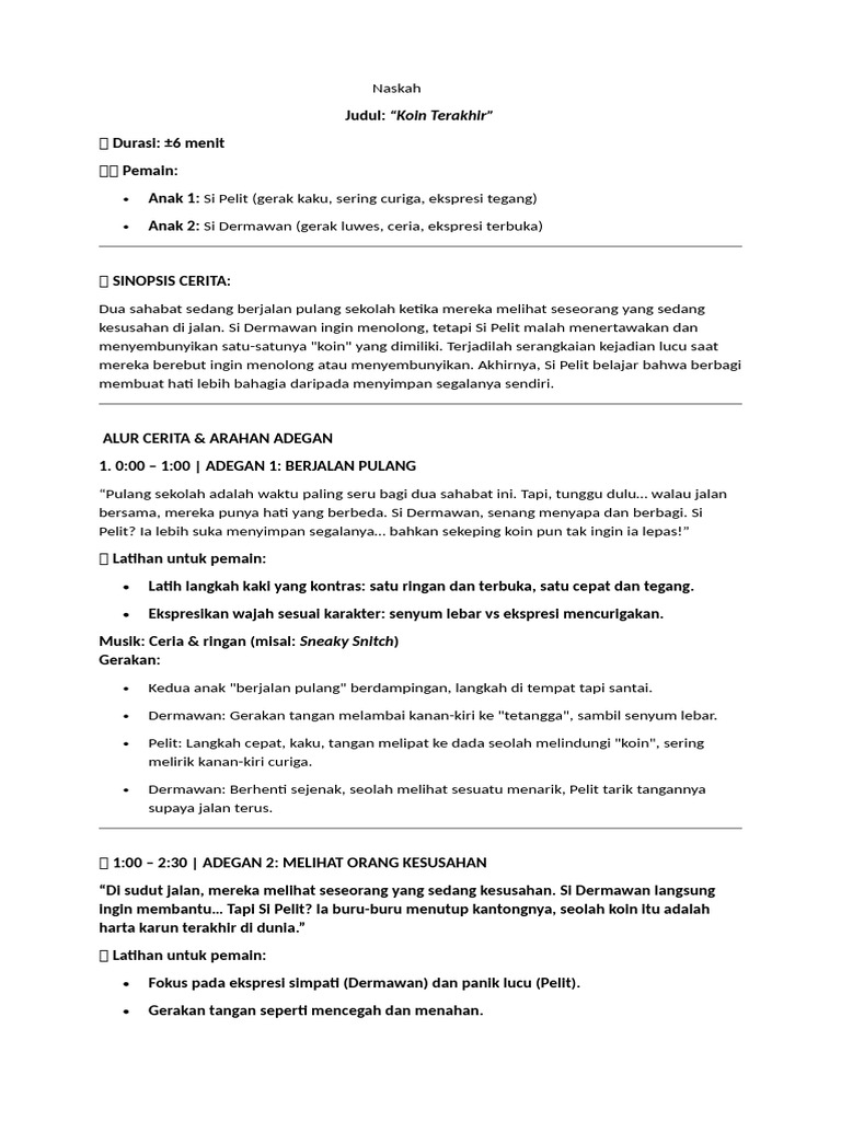 Naskah Pantomim Derma | PDF