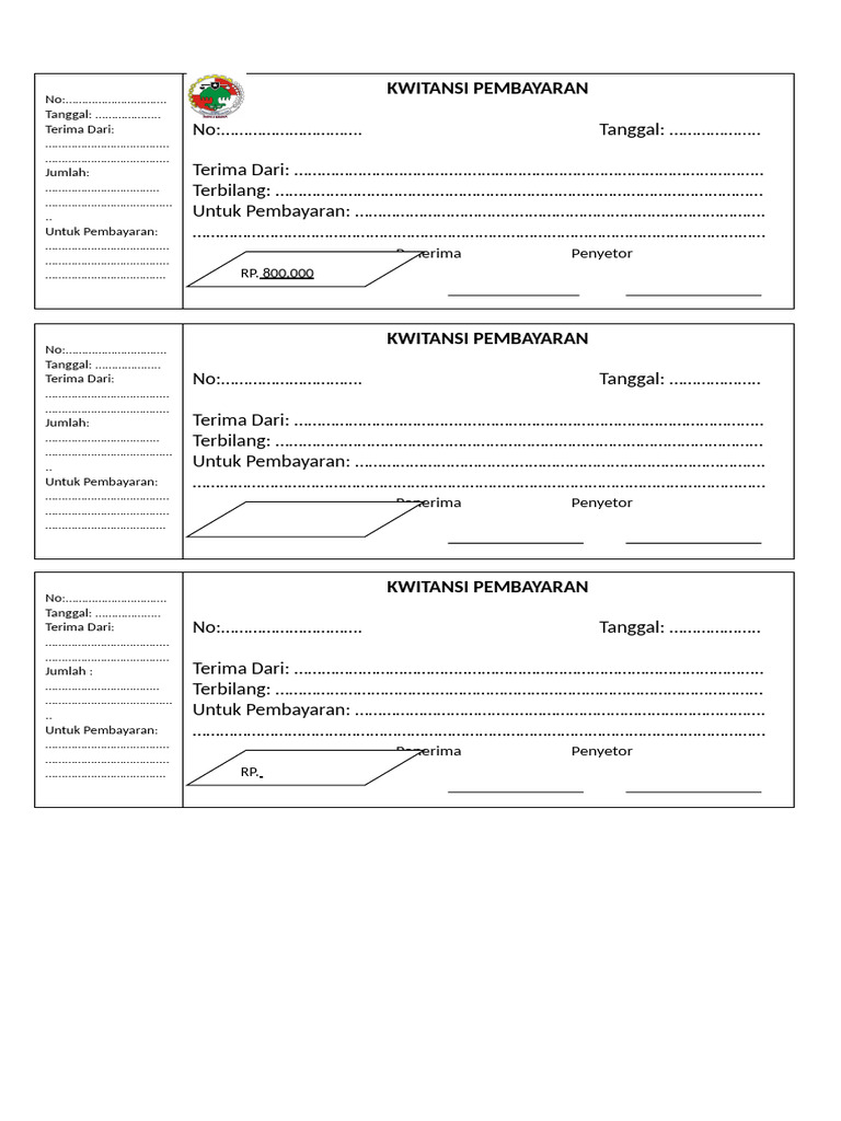 458278357 Kwitansi Ms Word Doc Copy | PDF