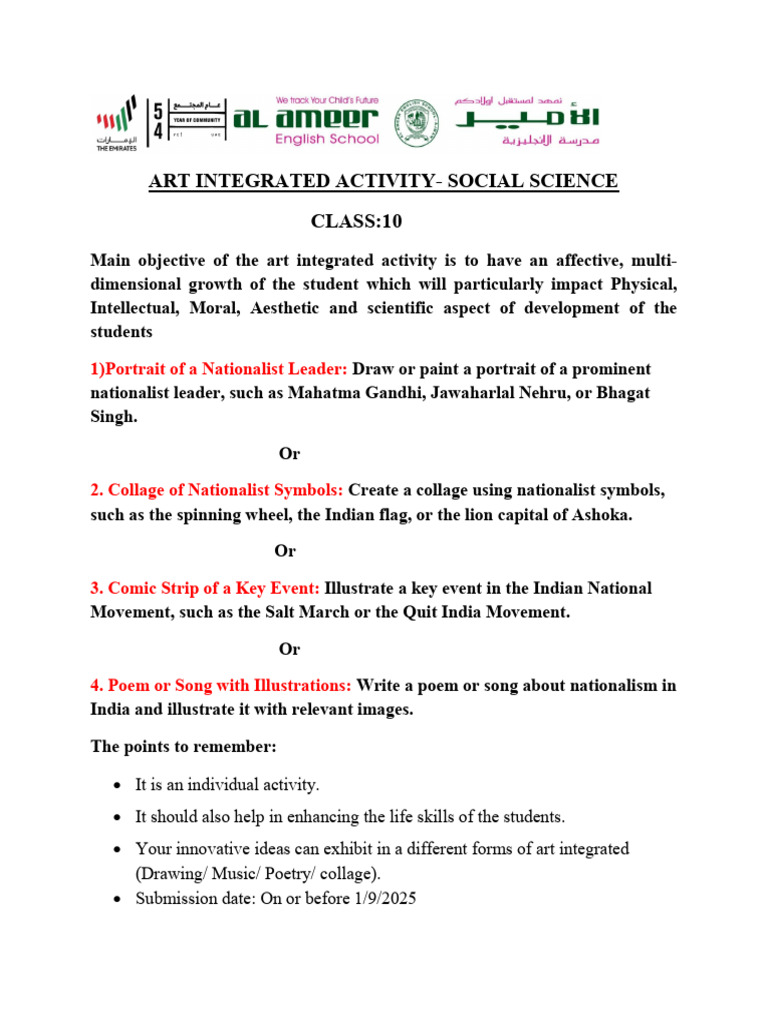 10th Art Integrated Activity | PDF
