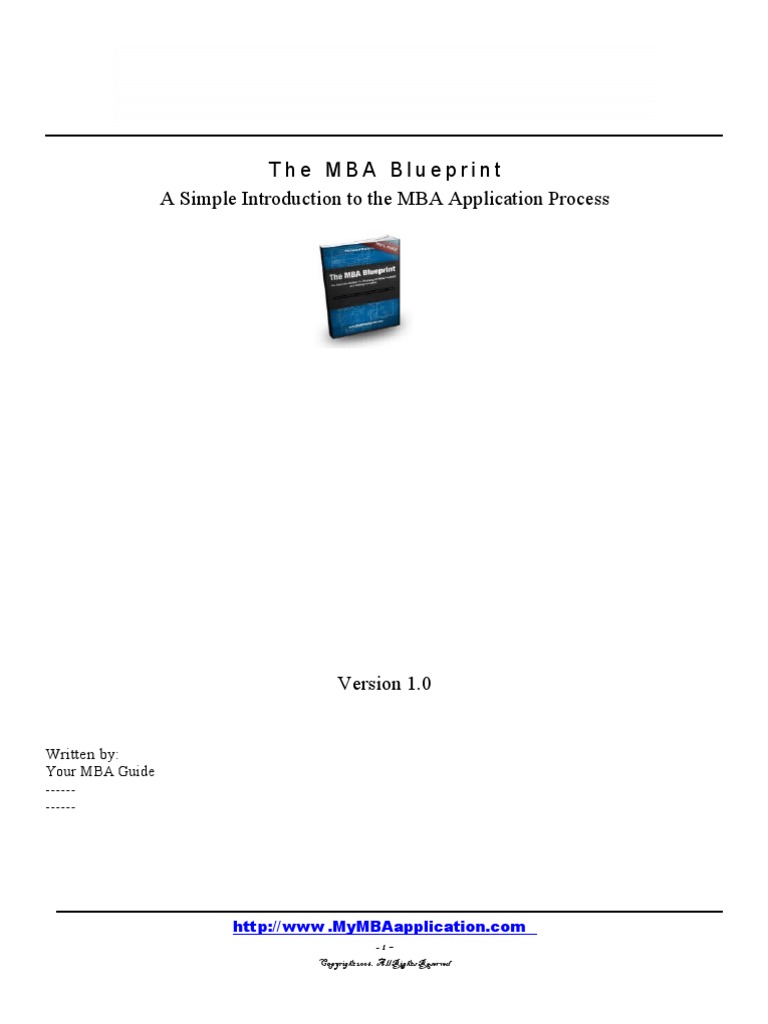 The MBA Blueprint A Simple Introduction To The MBA Application Process ...