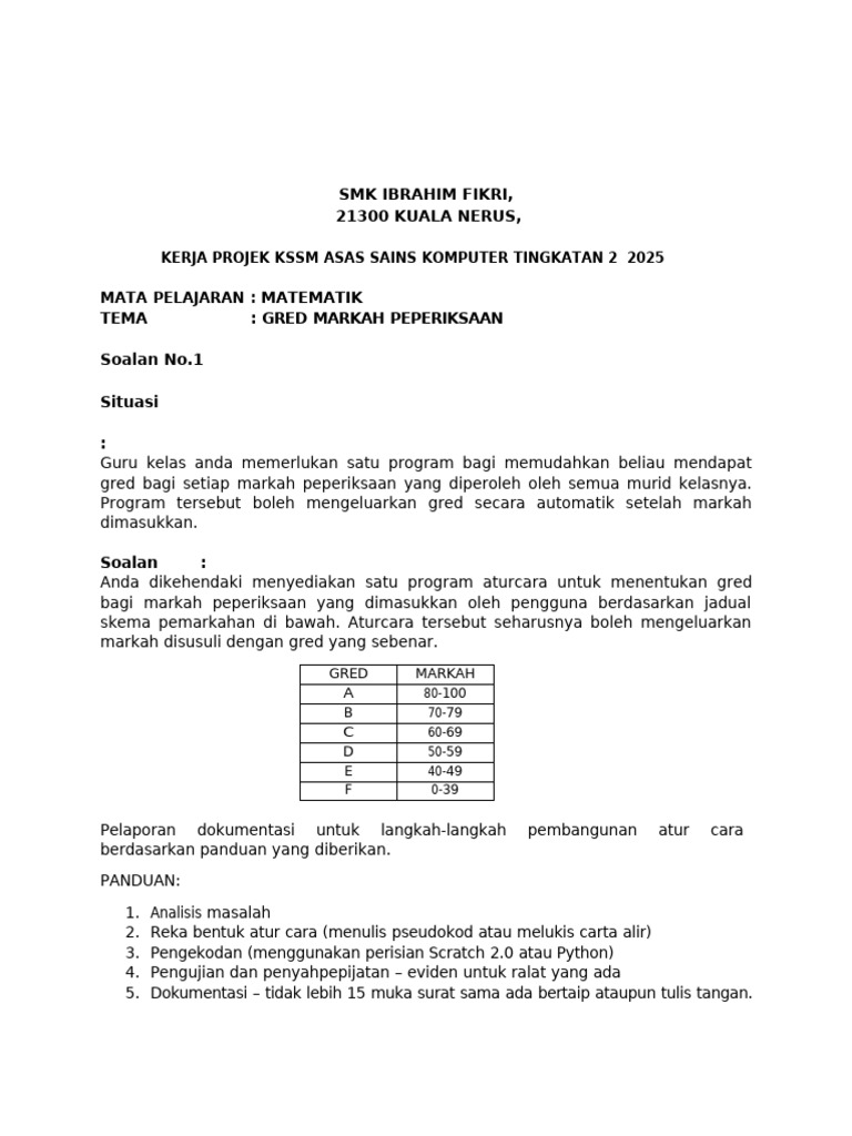 Soalan Kerja Projek Ask 2022 | PDF