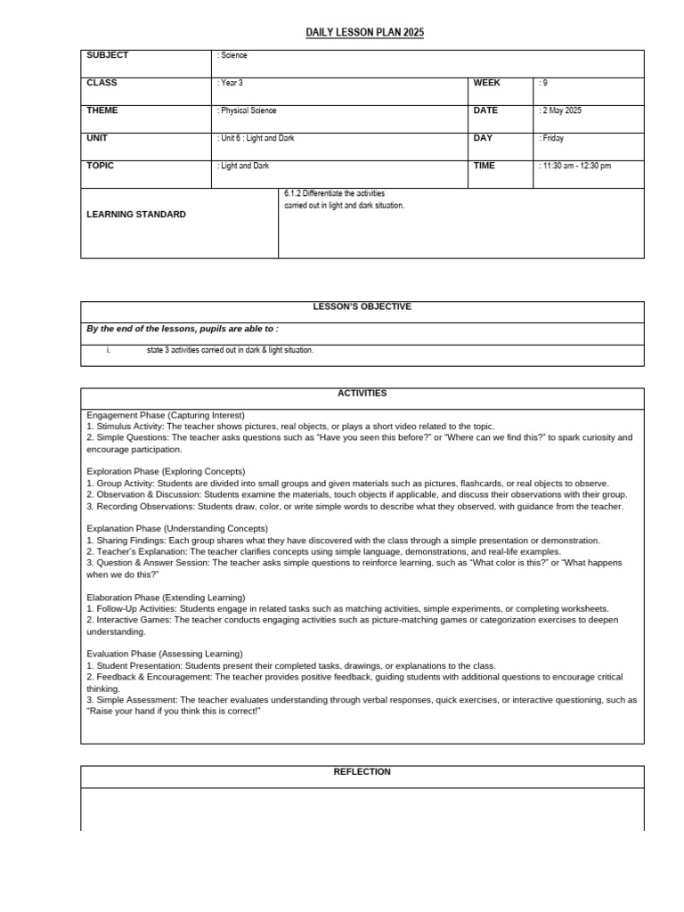 2 May 2025, Friday, Science Year 2 | PDF | Teachers | Learning