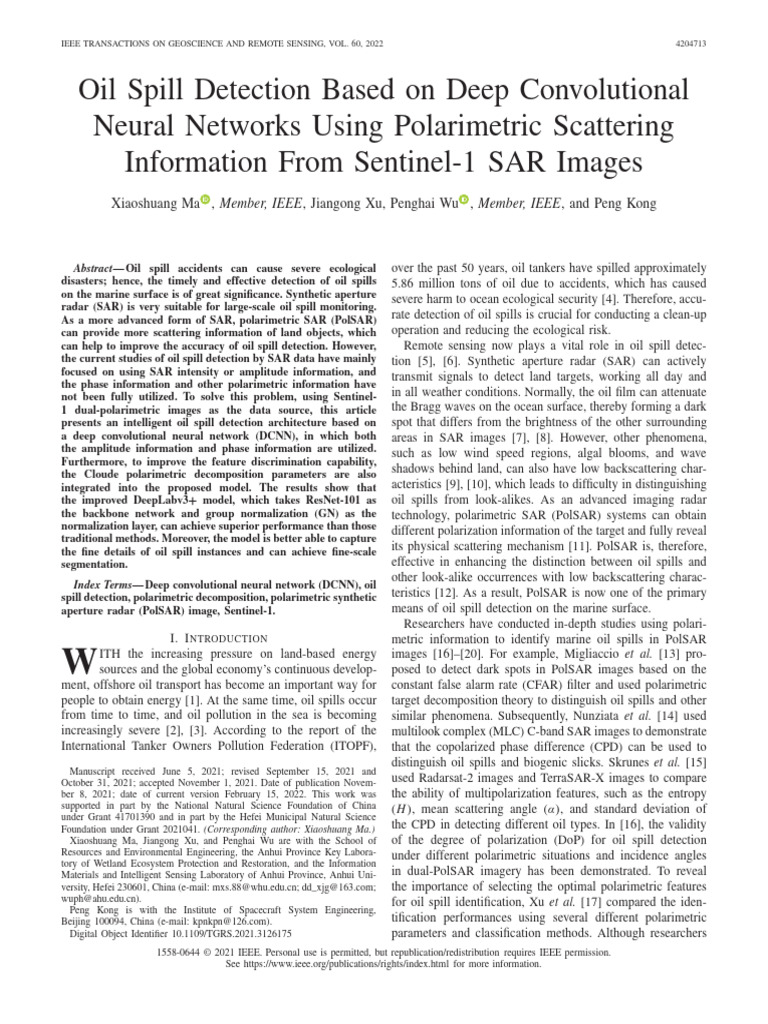 Oil Spill Detection Based On Deep Convolutional Neural Networks Using Polarimetric Scattering ...