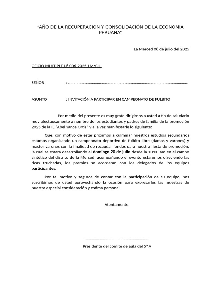 Campeonato de Fulbito 2025 en La Merced | PDF