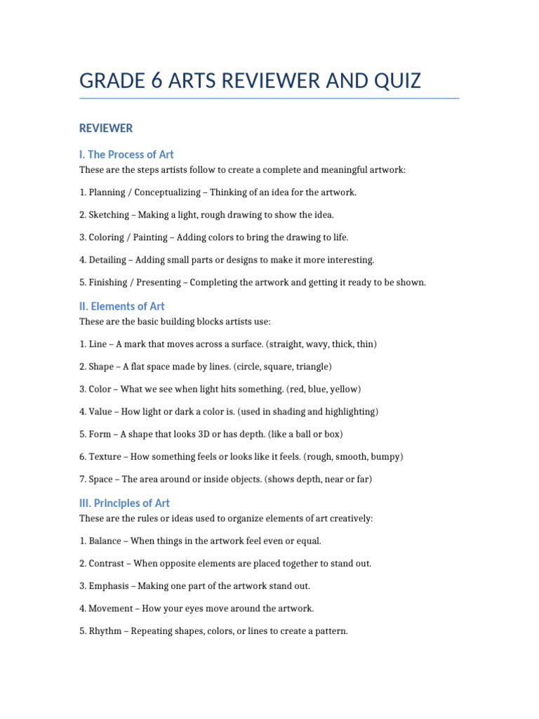 Art Process and Principles Review | PDF | Drawing | Composition (Visual ...