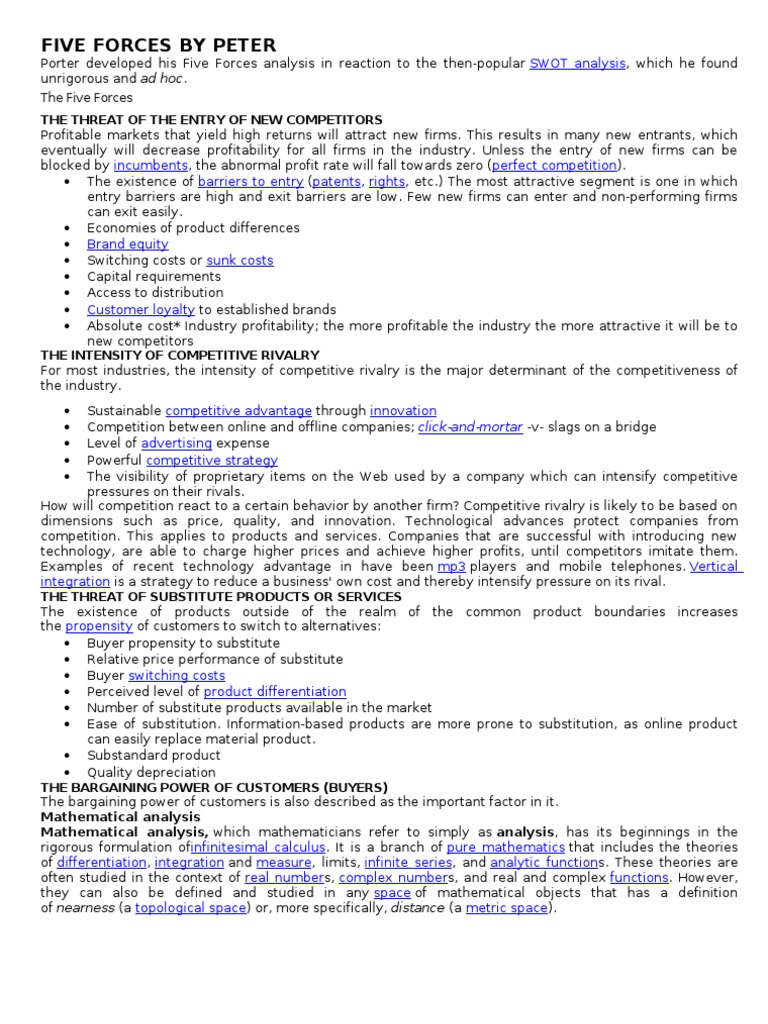Five Forces by Peter | PDF | Mathematical Analysis | Profit (Economics)