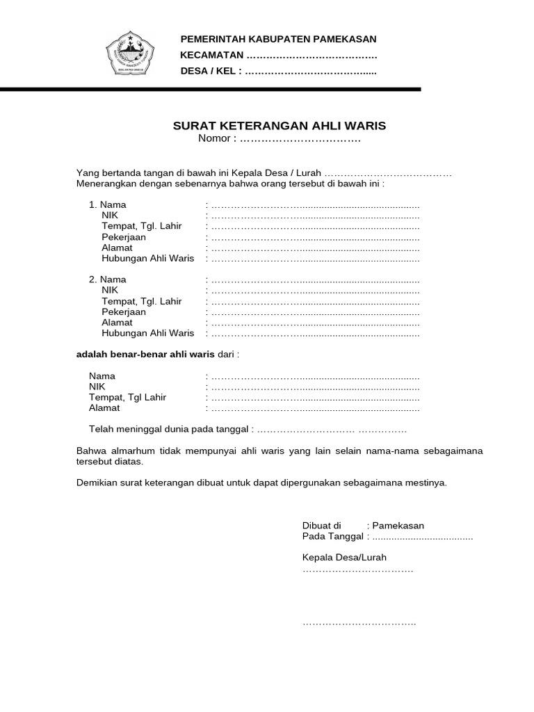 Form Surat Keterangan, Surat Kuasa | PDF