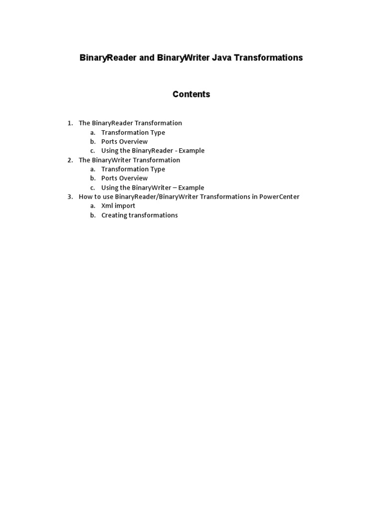 Binary Reader And Binary Writer Java Transformations Pdf Computer File String Computer 1910