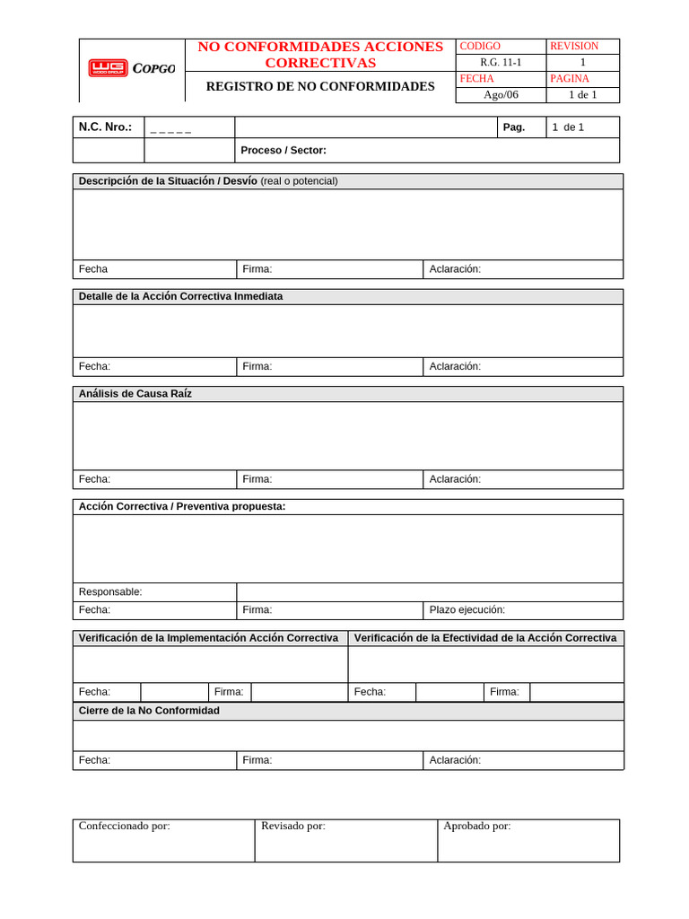 RG.38 - (No Conform) - Formulario Modelo | PDF