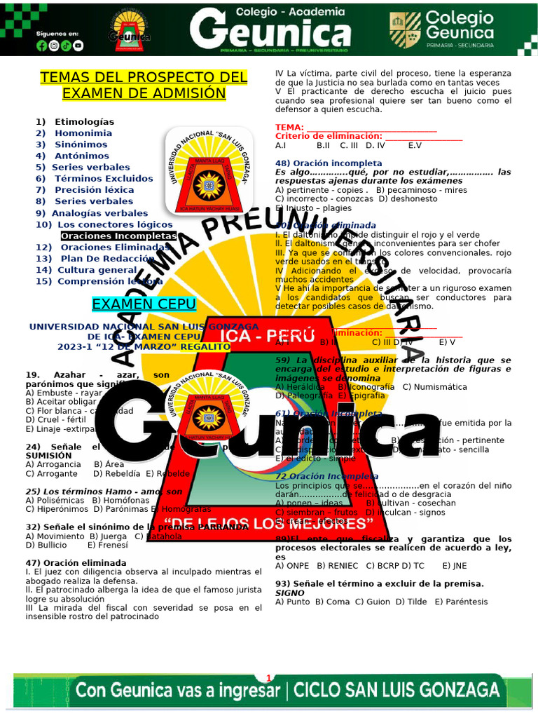 Temas Clave para el Examen CEPU 2023 | PDF | Color