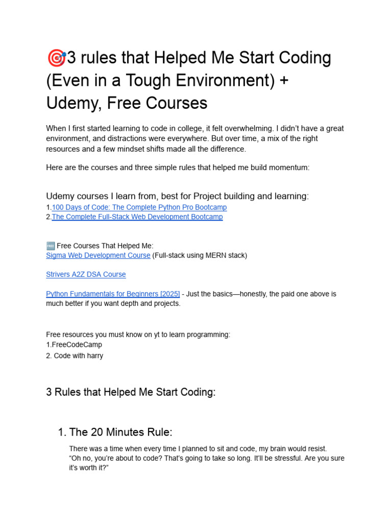 3 Rules That Helped Me Start Coding in My College Days Irrespective of ...