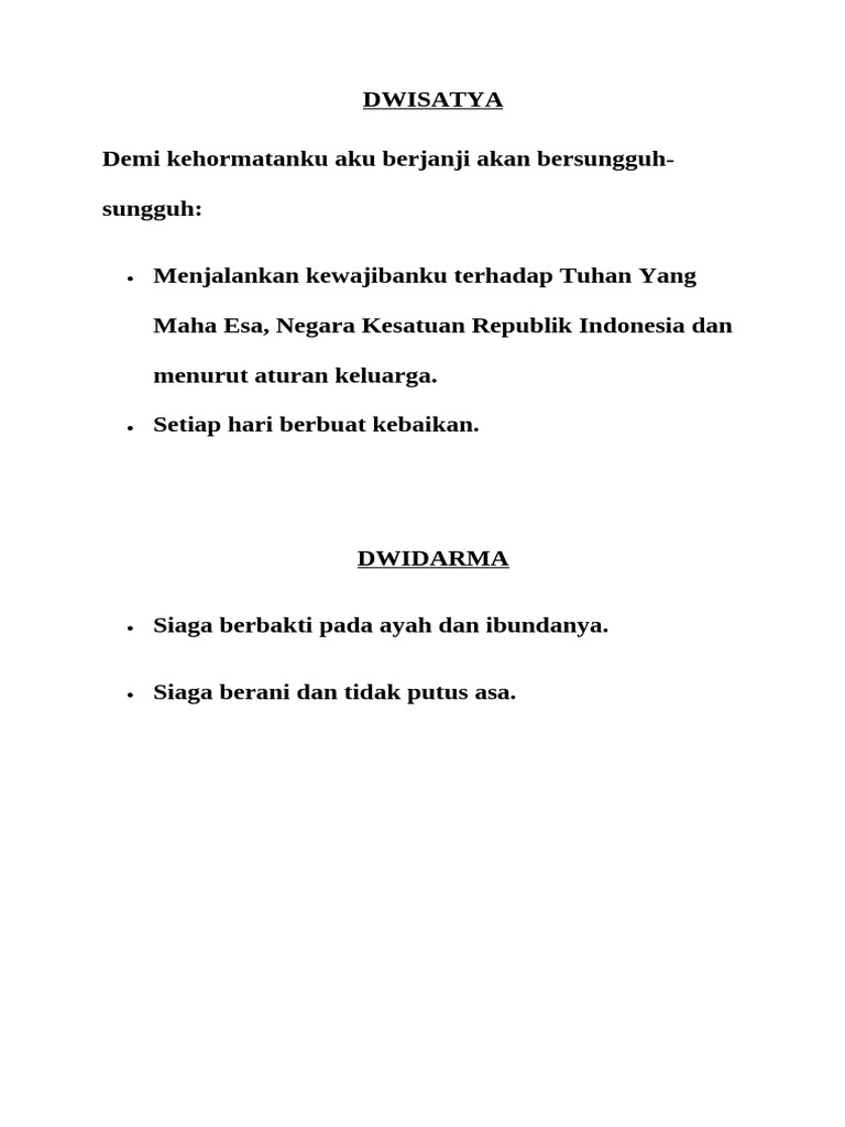 Prinsip Tri Satya dan Dwi Satya Pramuka | PDF