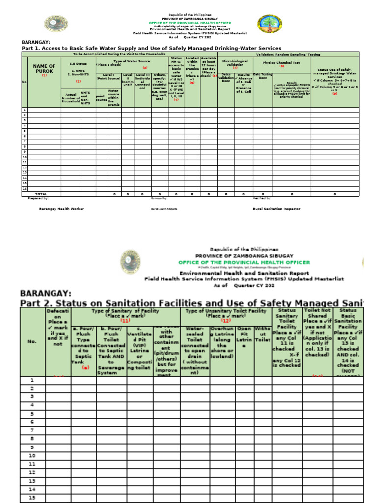 FHSIS EHS Form Barangay Household Profiling Version 20218 Revised ...
