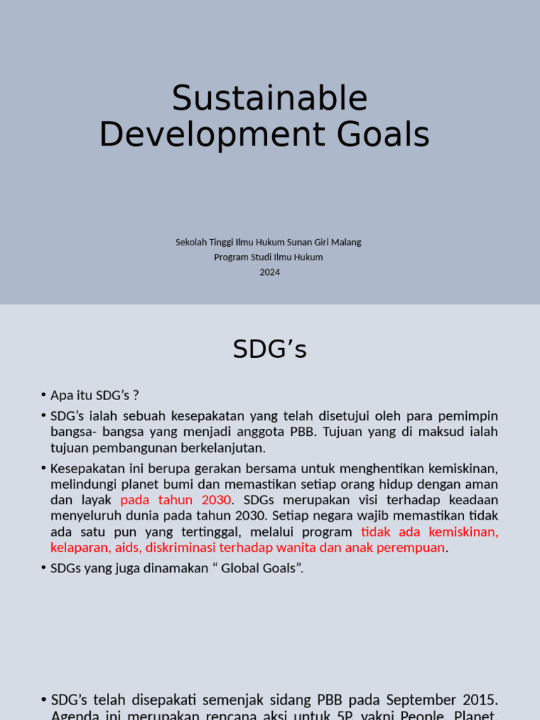 Sustainable Development Goals | PDF